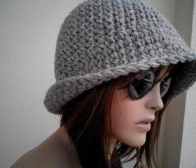Womens Fedora Hat - Chunky Knit Slouchy Gray Beanie Slouch Hat Fall ...